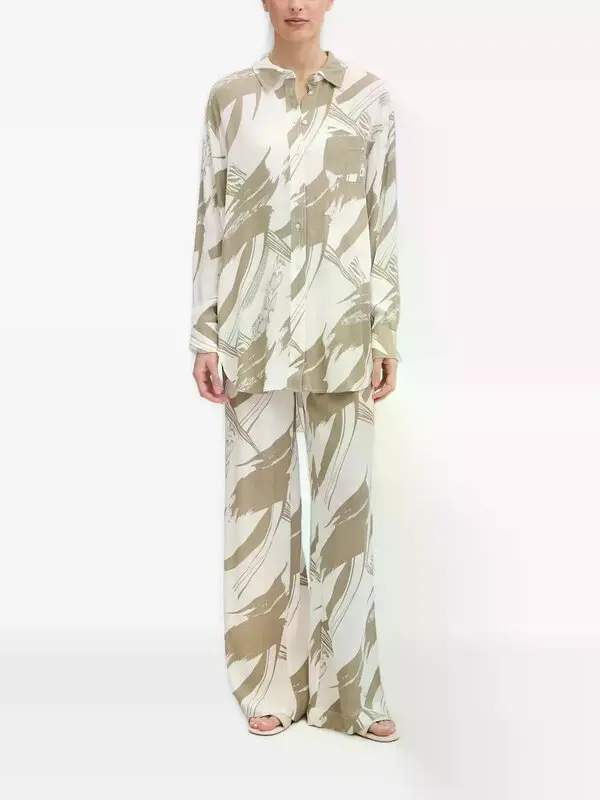Dkny Abstract-print Chest-pocket Shirt - White