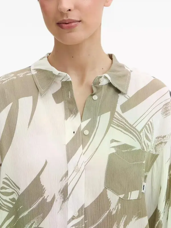 Dkny Abstract-print Chest-pocket Shirt - White