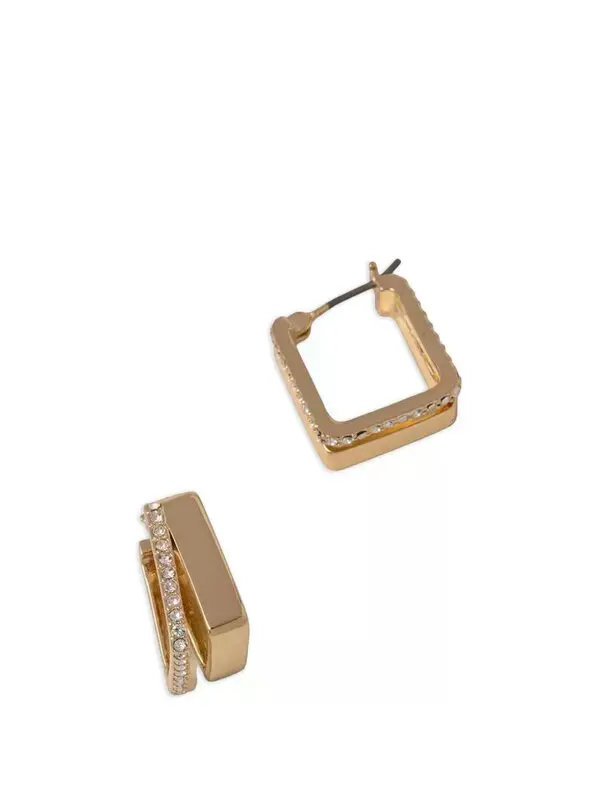 Dkny Crystal-embellished Square Hoop Earrings - Gold
