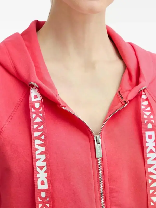 Dkny Logo-print Drawstring Zip-up Hoodie