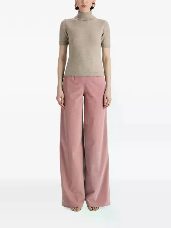 Oscar De La Renta Turtleneck Short-sleeved Knitted T-shirt - Neutrals