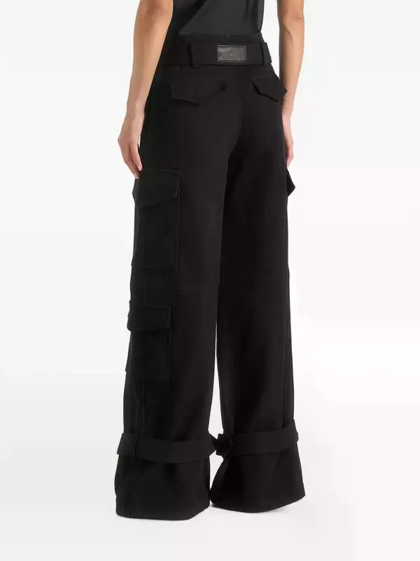 Manière De Voir Belted Wide-leg Cargo Pants With Strap Cuffs