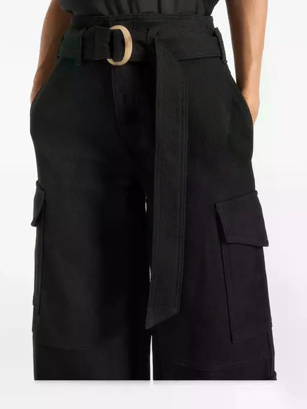 Manière De Voir Belted Wide-leg Cargo Pants With Strap Cuffs