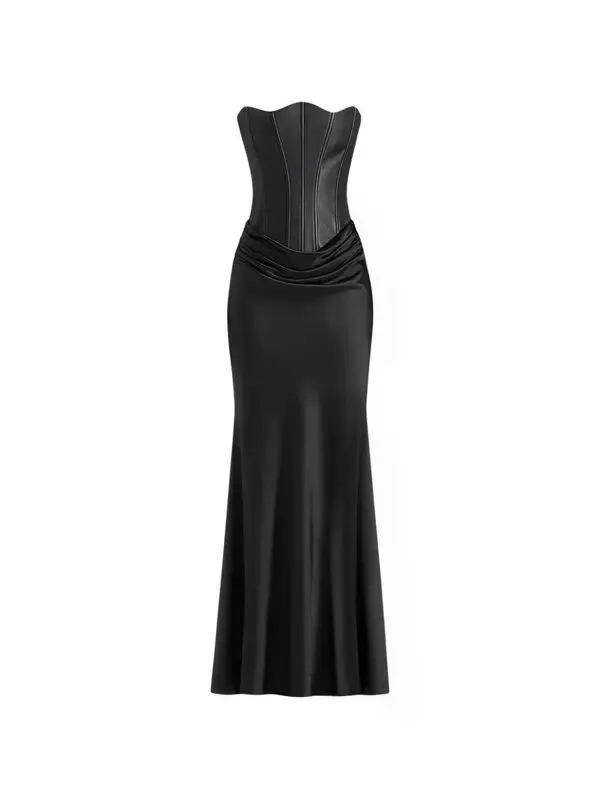 Manière De Voir Maniere De Voir Corina Maxi Dress With Corset Bodice - Black