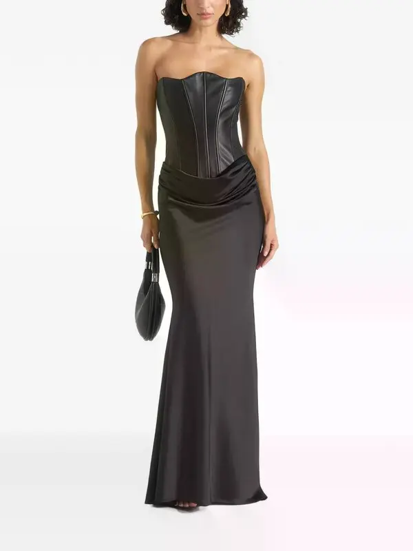Manière De Voir Maniere De Voir Corina Maxi Dress With Corset Bodice - Black