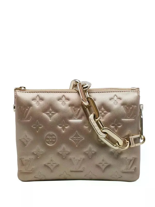 LOUIS VUITTON 2021-2026 Monogram Embossed Puffy Lambskin Coussin Bb Satchel - Gold
