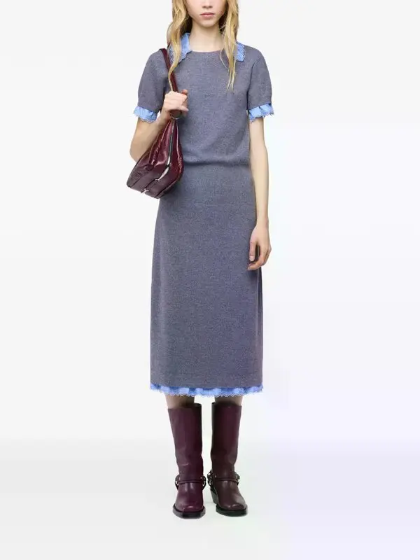 Rabanne Embroidered Satin-panelled Midi Dress