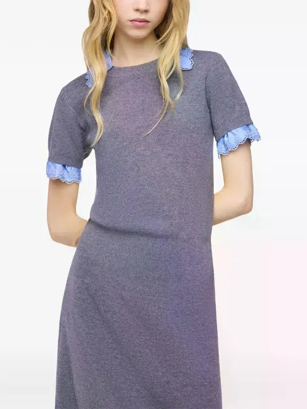 Rabanne Embroidered Satin-panelled Midi Dress