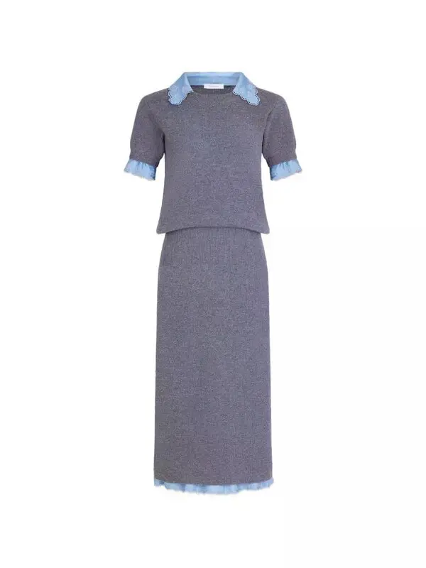 Rabanne Embroidered Satin-panelled Midi Dress - Grey