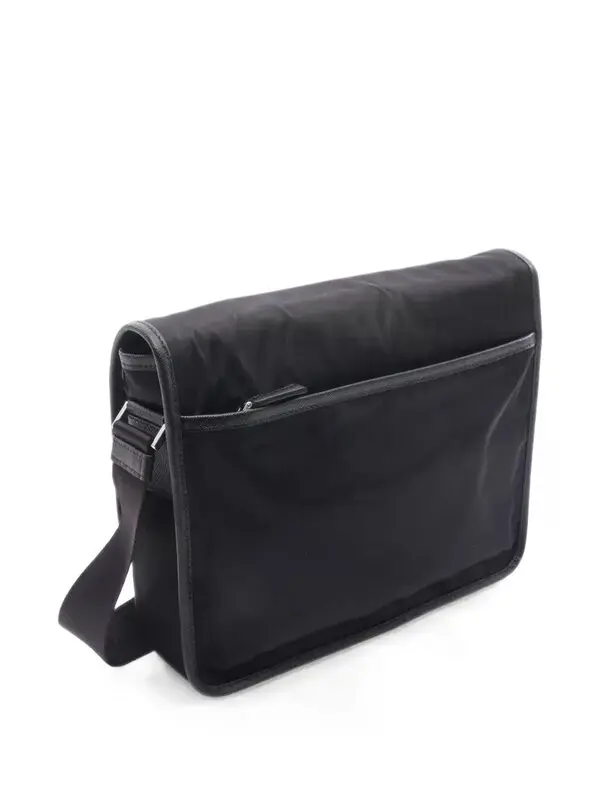 Prada Saffiano Trimmed Tessuto Messenger Bag - Black