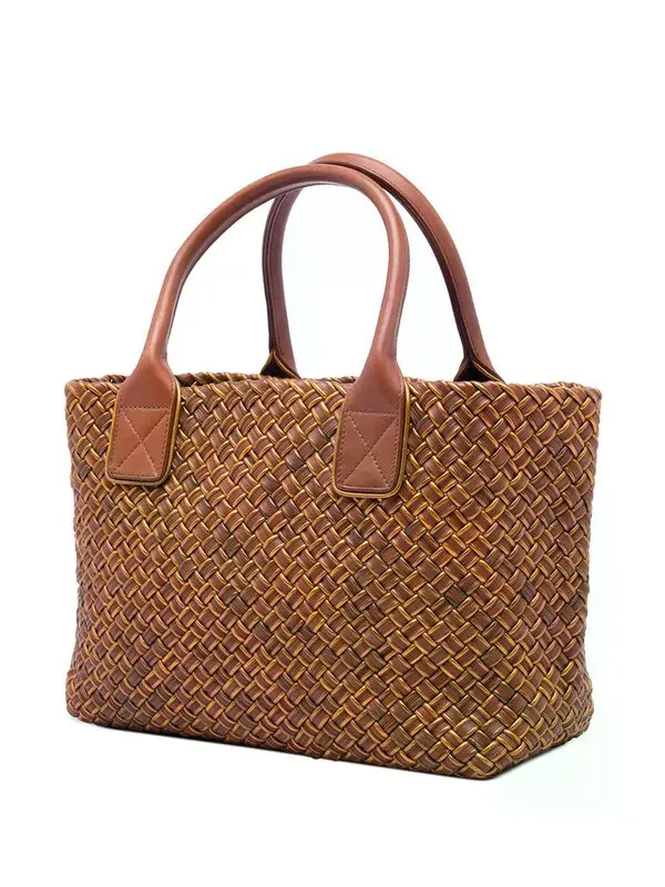 Bottega Veneta 2007-2011 Limited Edition Metallic Lambskin Intreccio Cabat Tote Bag - Brown