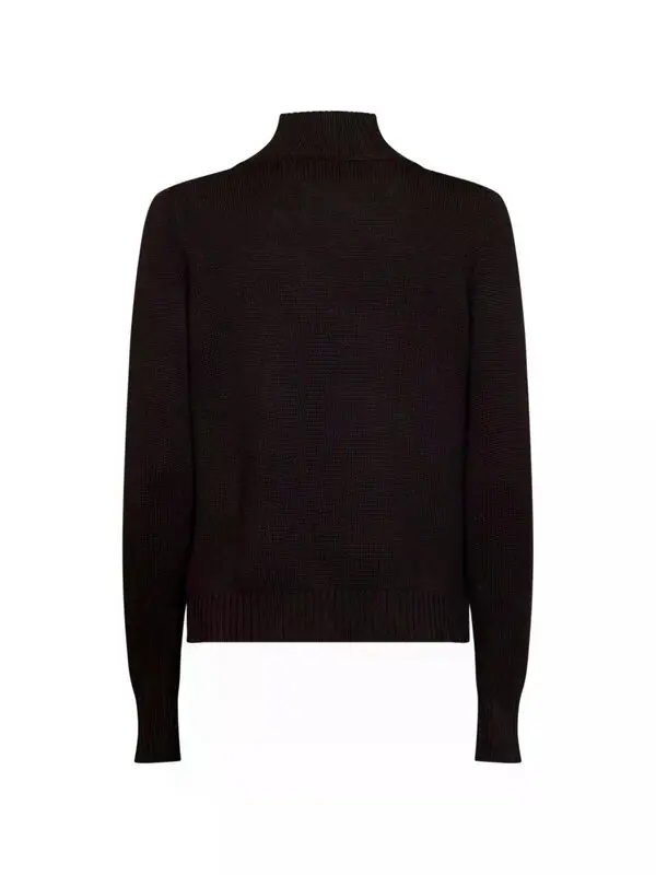 BLANCA VITA Ribbed-knit Mock-neck Sweater