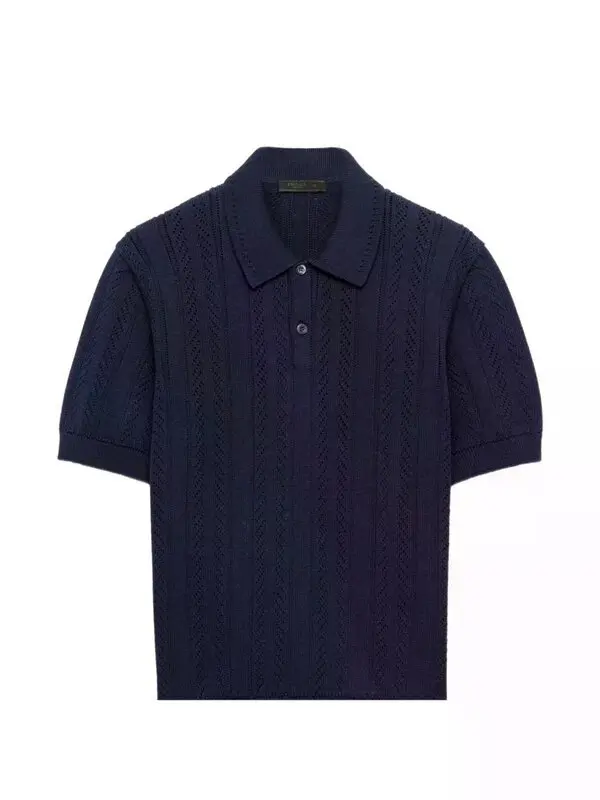 Prada Short-sleeved Openwork Cotton Polo Shirt