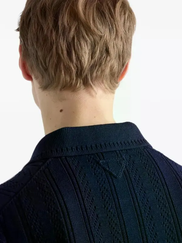 Prada Short-sleeved Openwork Cotton Polo Shirt