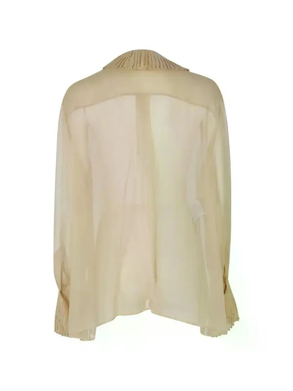 Alberta Ferretti Ruffled Pleated Silk Blouse