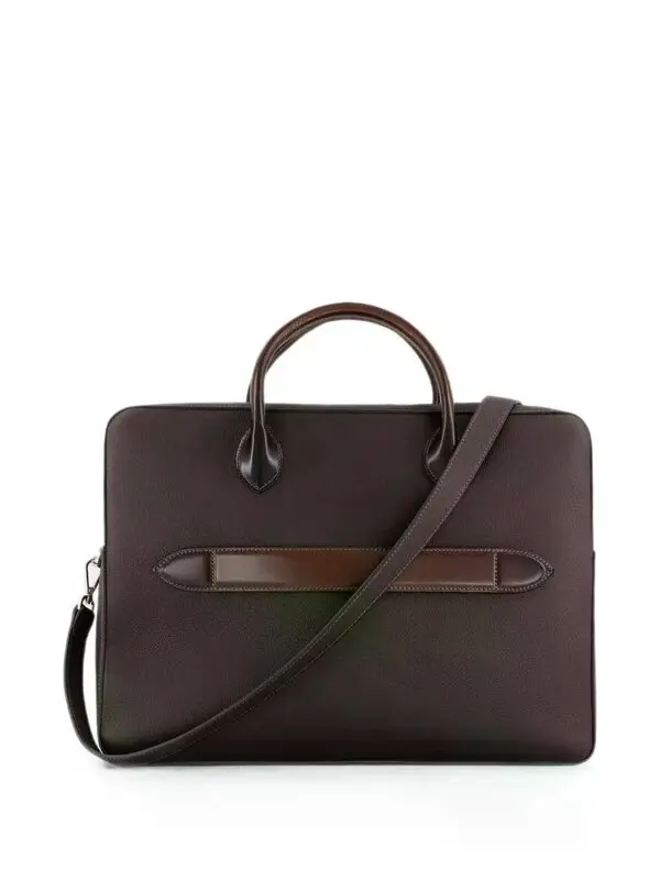 Santoni Grained Leather Tote Bag - Brown