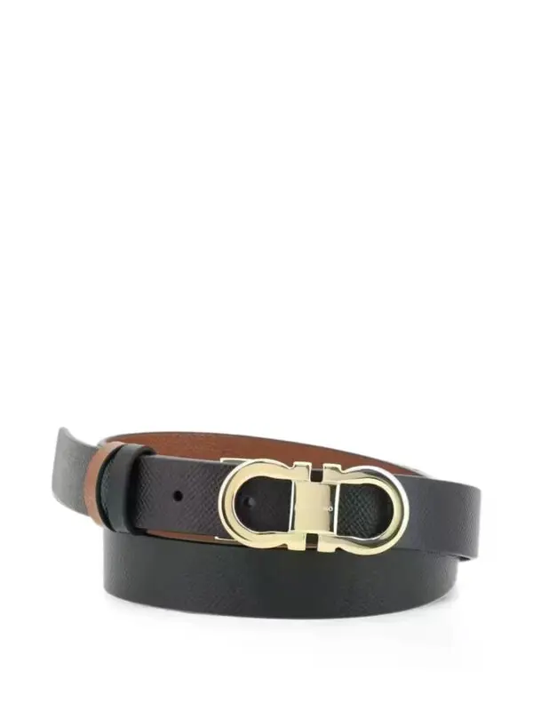 FERRAGAMO Reversible And Adjustable Gancini Belt - Black
