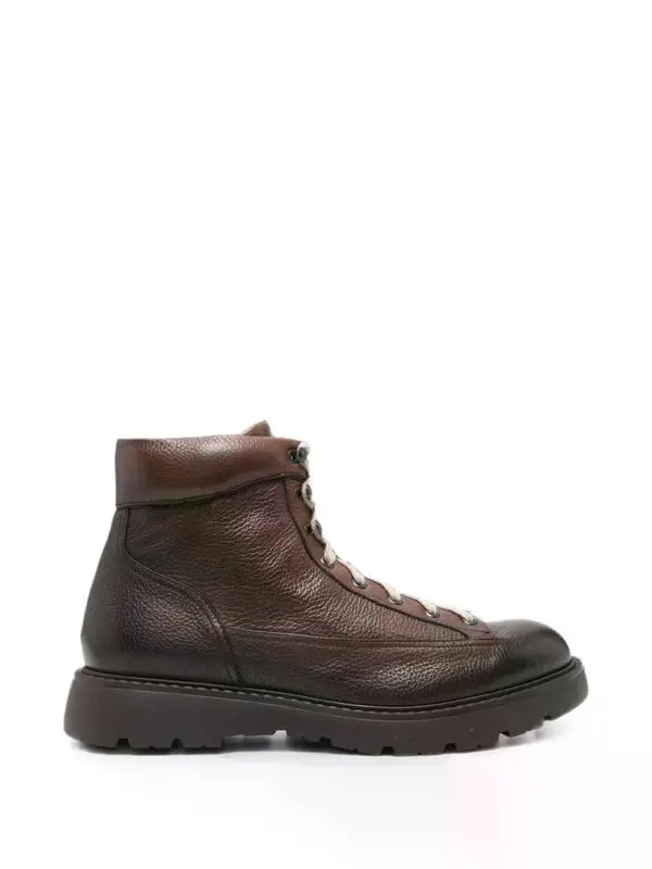 DOUCAL'S Side-zip Lace-up Ankle Boots