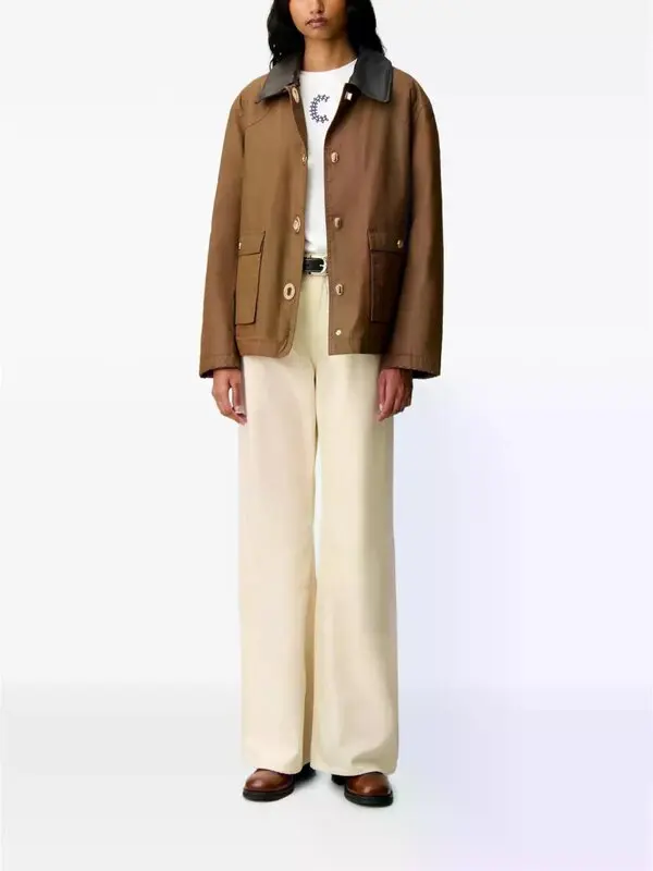 Claudie Pierlot Waxed Parka With Leather Collar