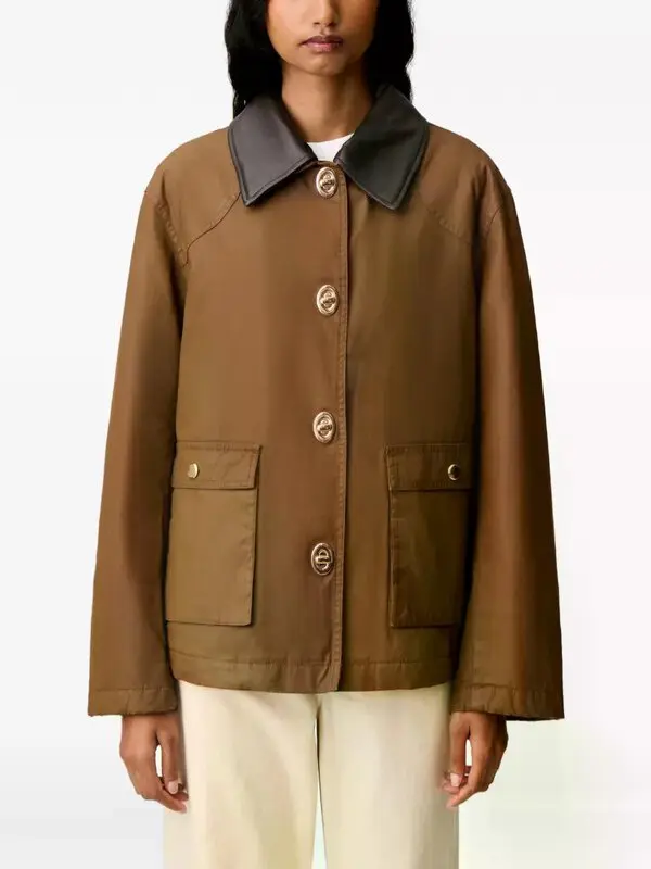 Claudie Pierlot Waxed Parka With Leather Collar