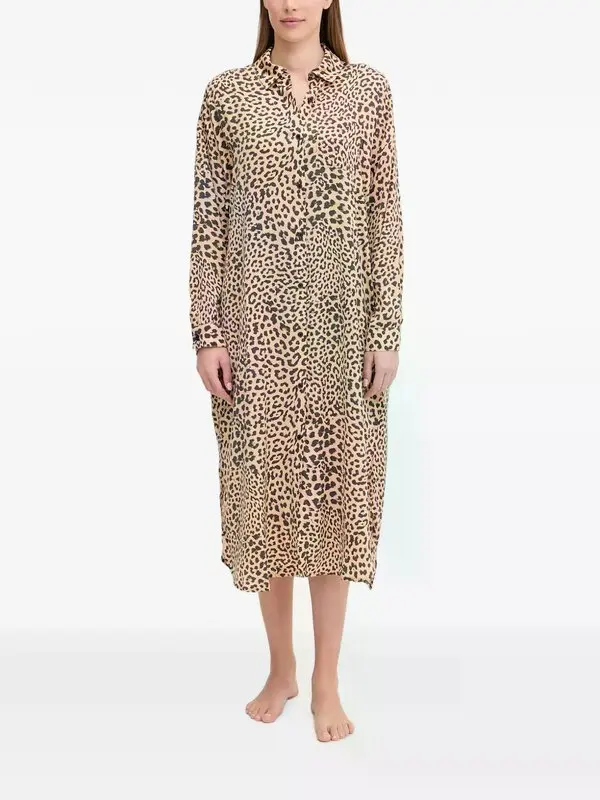 Dkny Leopard-print Button-down Midi Nightdress