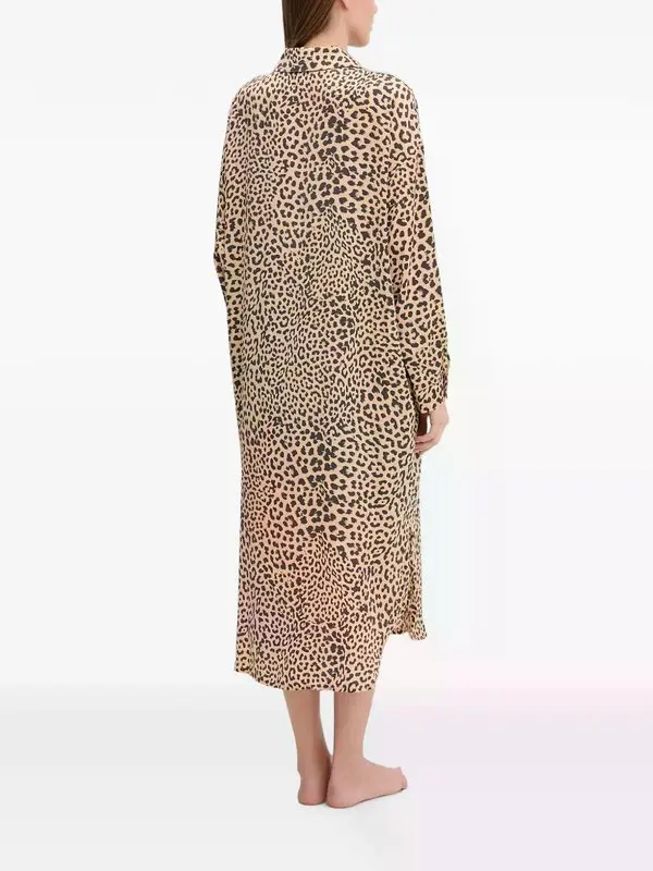 Dkny Leopard-print Button-down Midi Nightdress