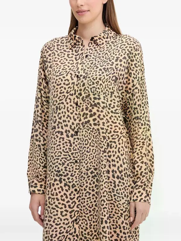 Dkny Leopard-print Button-down Midi Nightdress