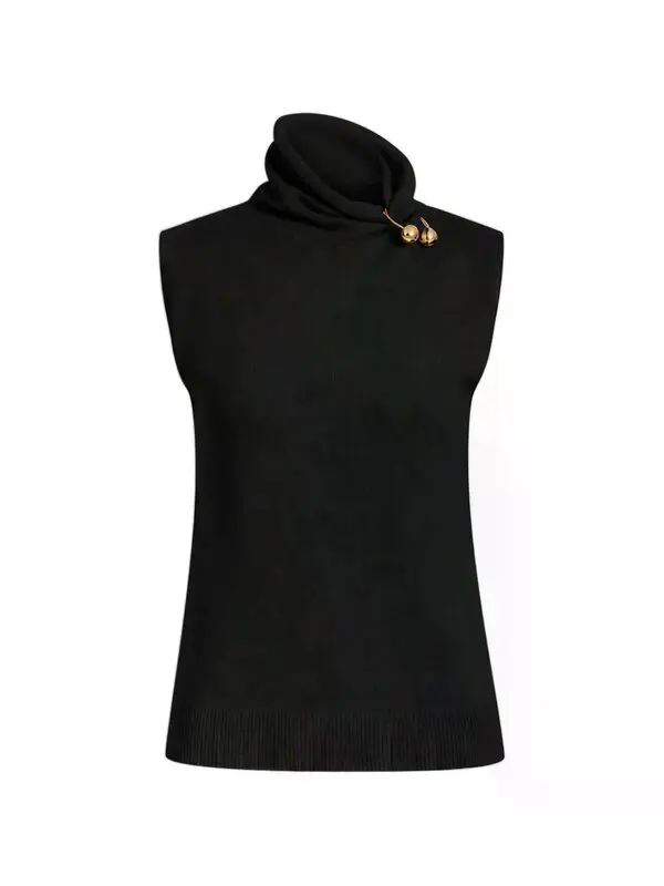 Alberta Ferretti Button-detail Turtleneck Tank Top - Black