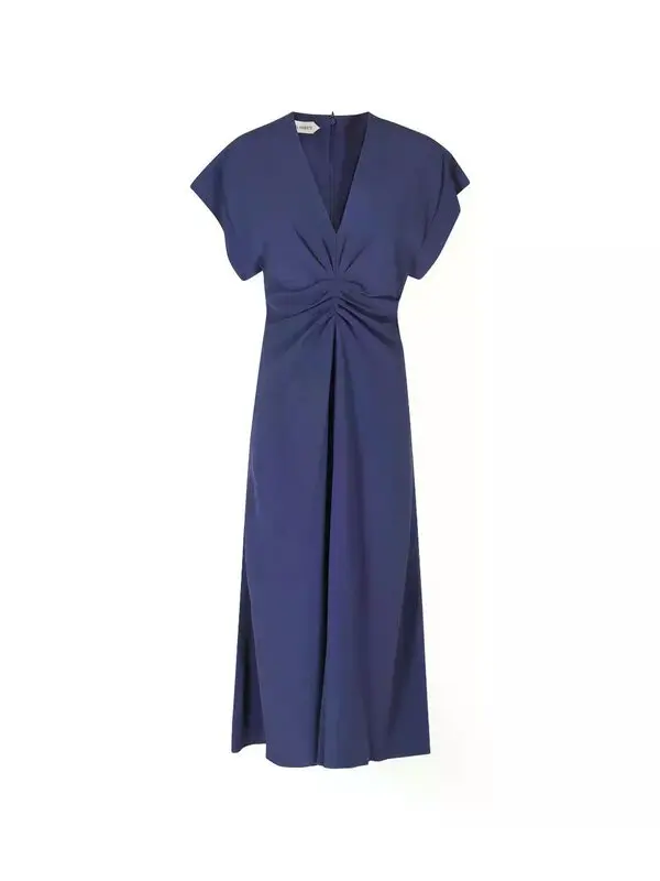 Alberta Ferretti Gathered V-neck Midi Dress - Blue