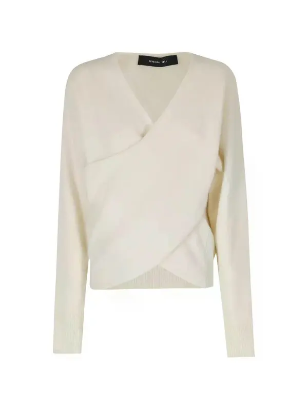 Federica Tosi Wrap-style V-neck Sweater - Neutrals