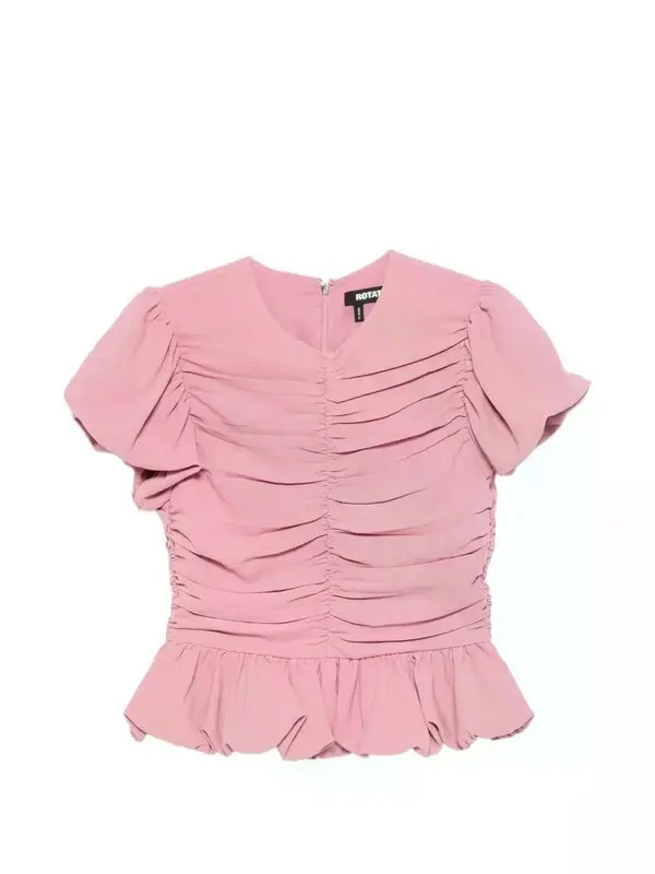 ROTATE BY BIRGER CHRISTENSEN Ruched Puff-sleeve Blouse - Pink