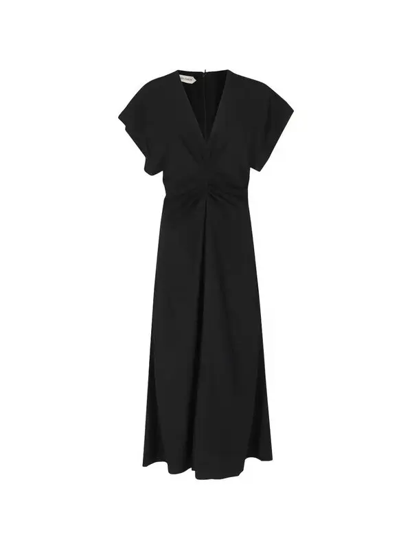 Alberta Ferretti Midi Gathered V-neck Dress