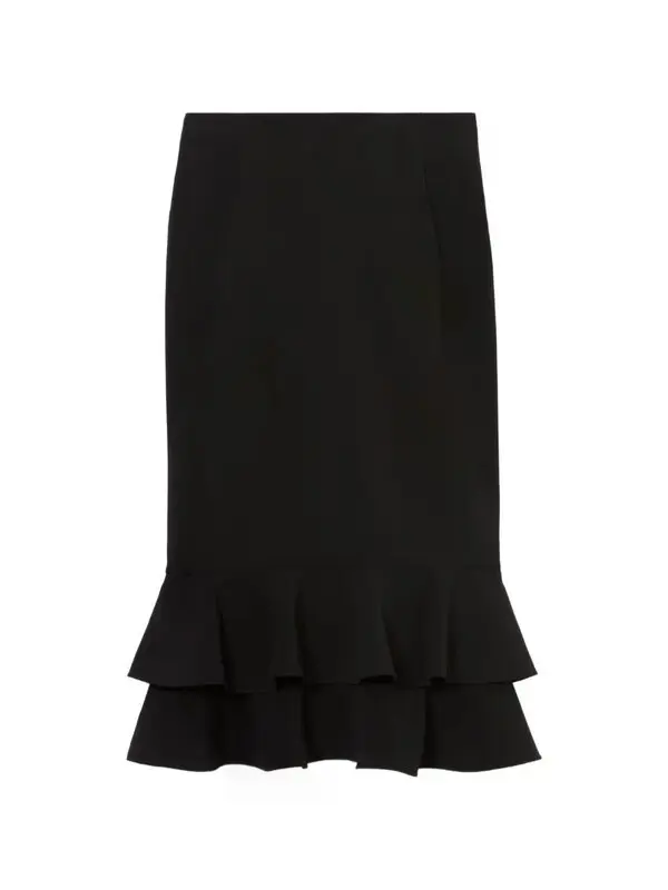 Claudie Pierlot Flared Ruffled Midi Skirt - Black