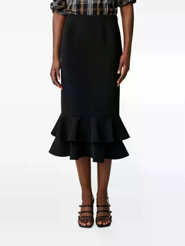 Claudie Pierlot Flared Ruffled Midi Skirt