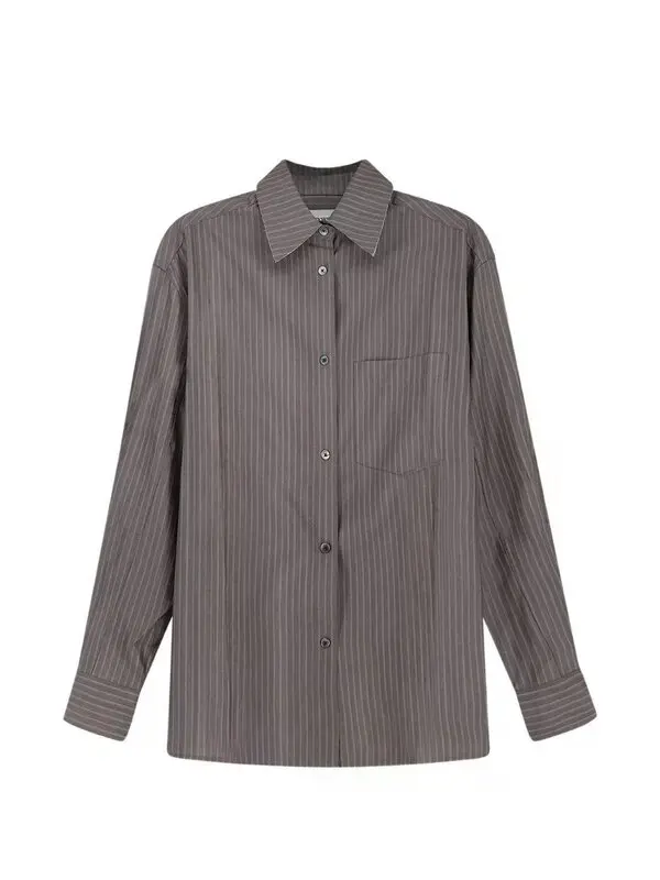 TONYWACK Striped Raw-edge Oversized Shirt