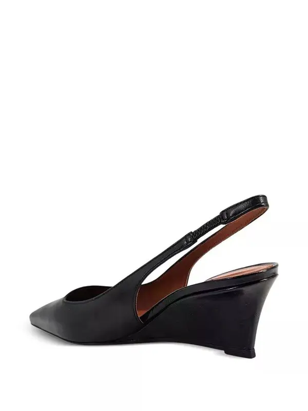 MADISON MAISON Loux Leather Slingback Wedge Pumps