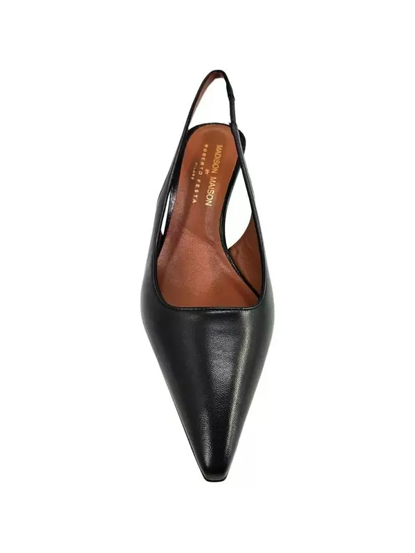 MADISON MAISON Loux Leather Slingback Wedge Pumps