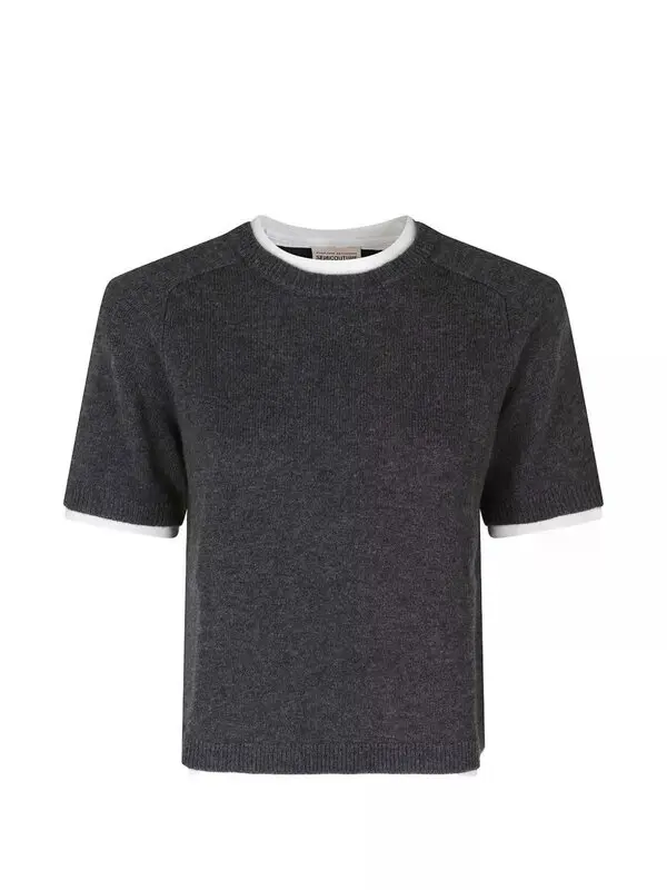 SEMICOUTURE Aida Layered Short-sleeve Sweater - Grey