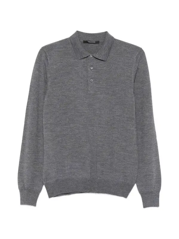 Tagliatore Palmer Long-sleeve Knitted Polo Shirt - Grey
