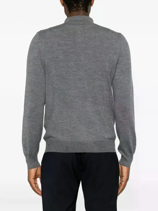 Tagliatore Palmer Long-sleeve Knitted Polo Shirt - Grey
