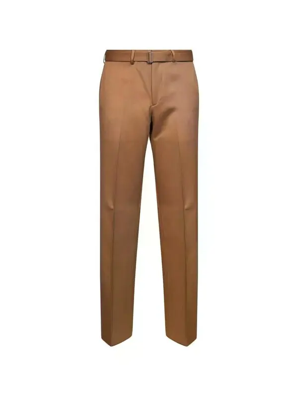LARDINI Belted Pressed-crease Tailored Trousers