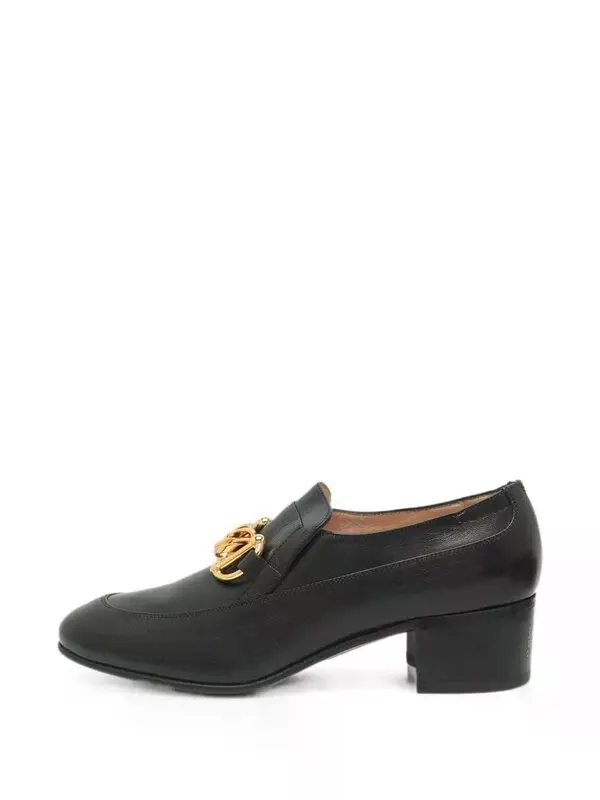 Gucci Leather Chain Heeled Loafers