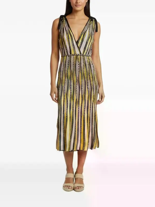 Missoni Striped Wrap-effect Midi Dress - Yellow