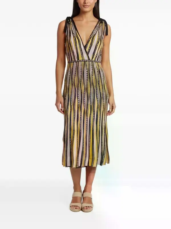 Missoni Striped Wrap-effect Midi Dress - Yellow