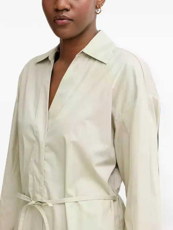 Armani Exchange Belted Long-sleeve Mini Shirt Dress - Neutrals