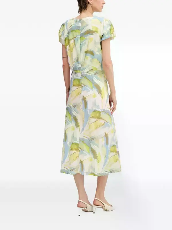 Dkny V-neck Puff-sleeve Midi Dress