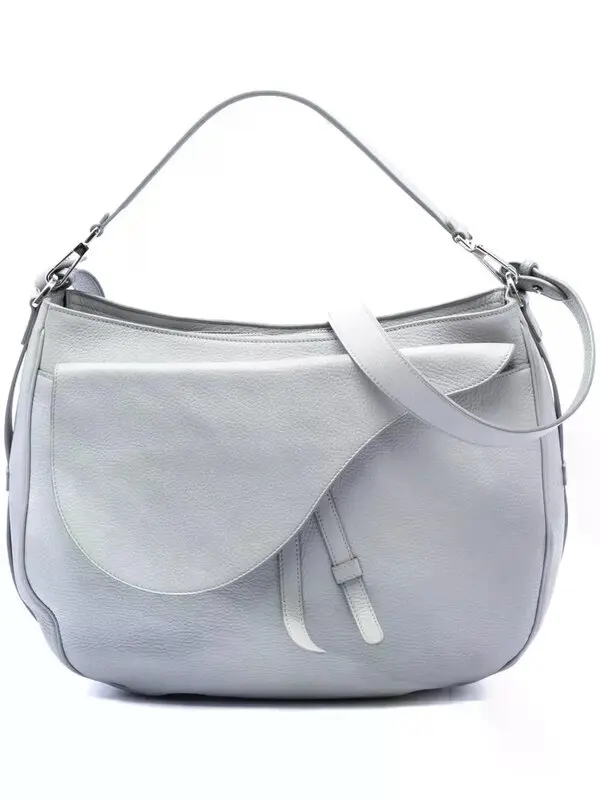 Dior 2021 Grained Calfskin Saddle Soft Bag Satchel - Grey