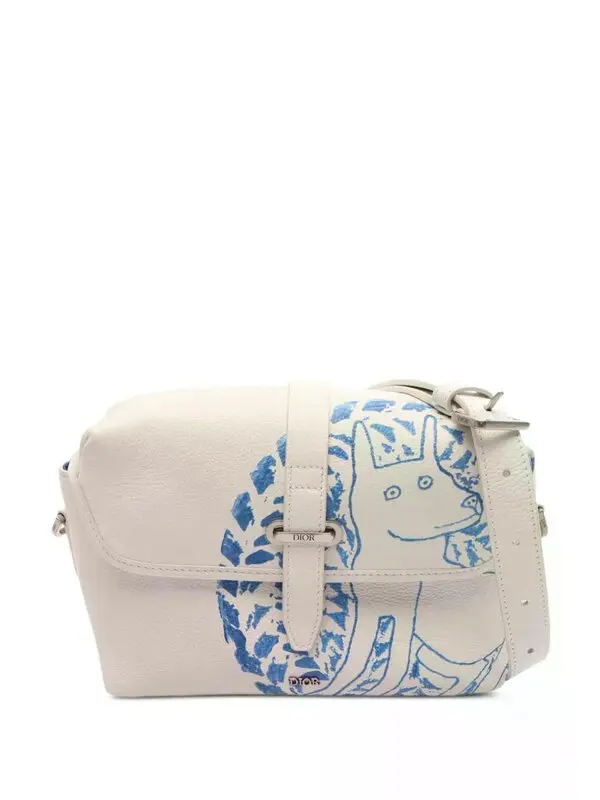 Dior Leather Messenger Bag - White