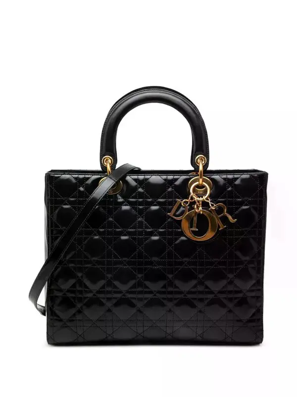 Dior Lambskin Cannage Lady Satchel - Black