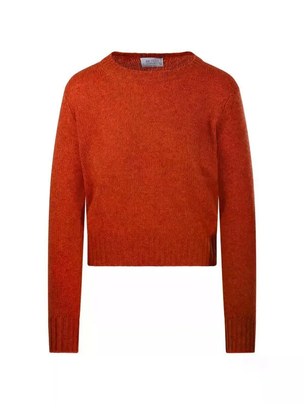 BEYOU Ribbed-trim Crew Neck Sweater - Orange